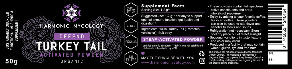 Turkey tail powder 50g – Harmonic Mycology